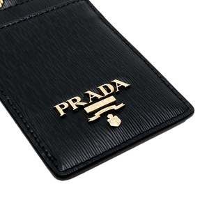 Prada | Bags | Prada Vitello Move Black Leather Logo Plaque Lanyard Cardholder | Poshmark